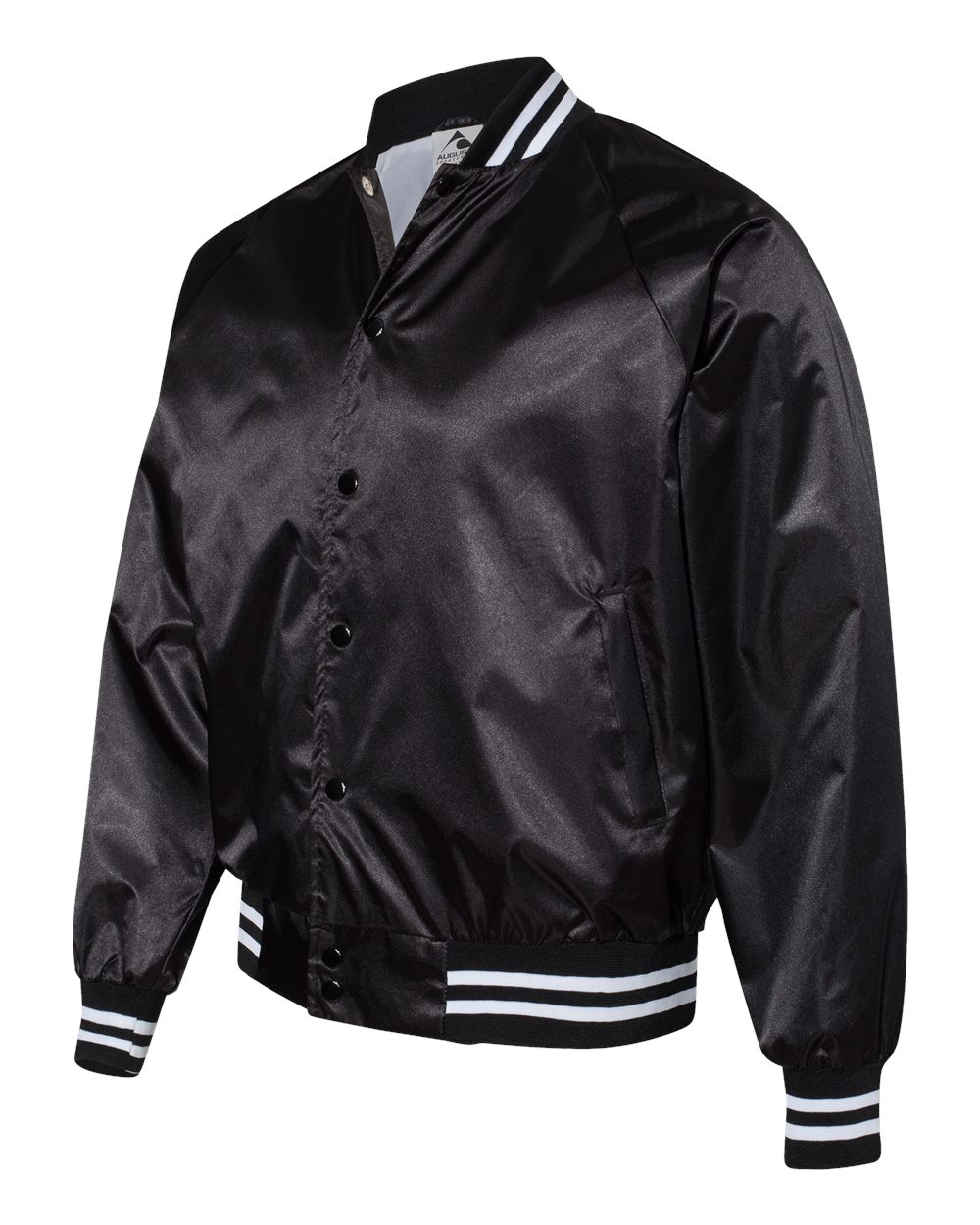 Augusta Sportswear 3610 Satin Baseball Jacket Striped Trim